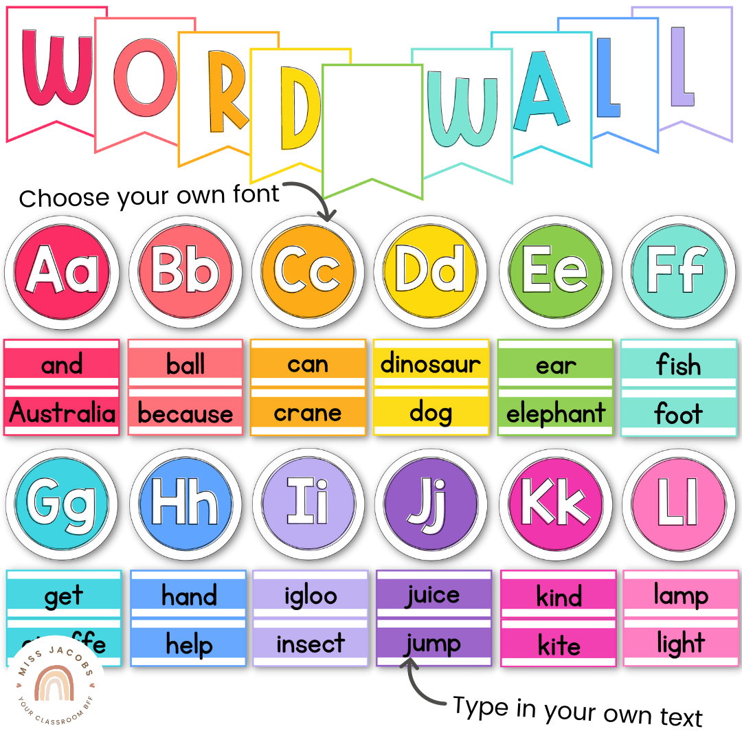 ALPHABET WORD WALL | BRIGHTS | CLASSROOM DECOR