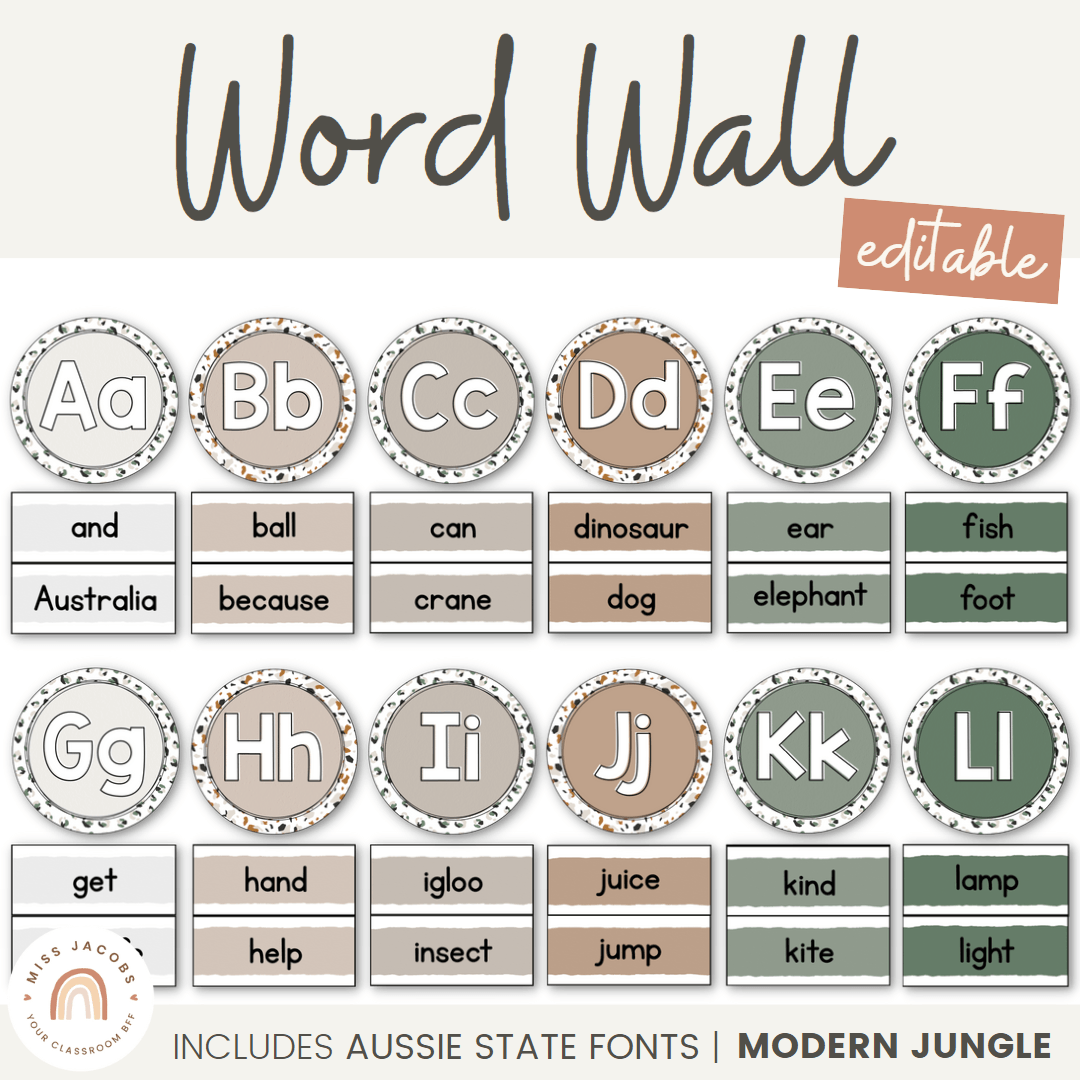 Alphabet Word Wall - Modern Jungle Classroom Decor