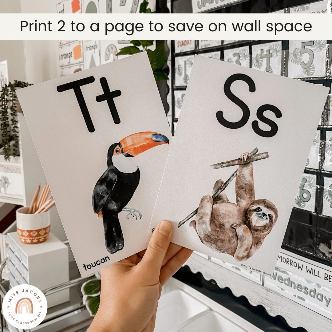 Animal Alphabet Posters - Modern Jungle Animals Classroom Decor