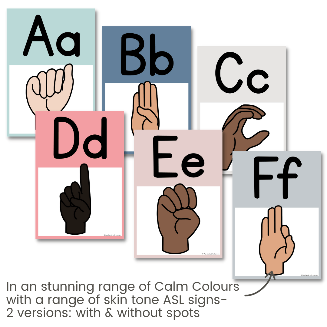ASL (American Sign Language) Alphabet Posters | Modern rainbow CALM CO