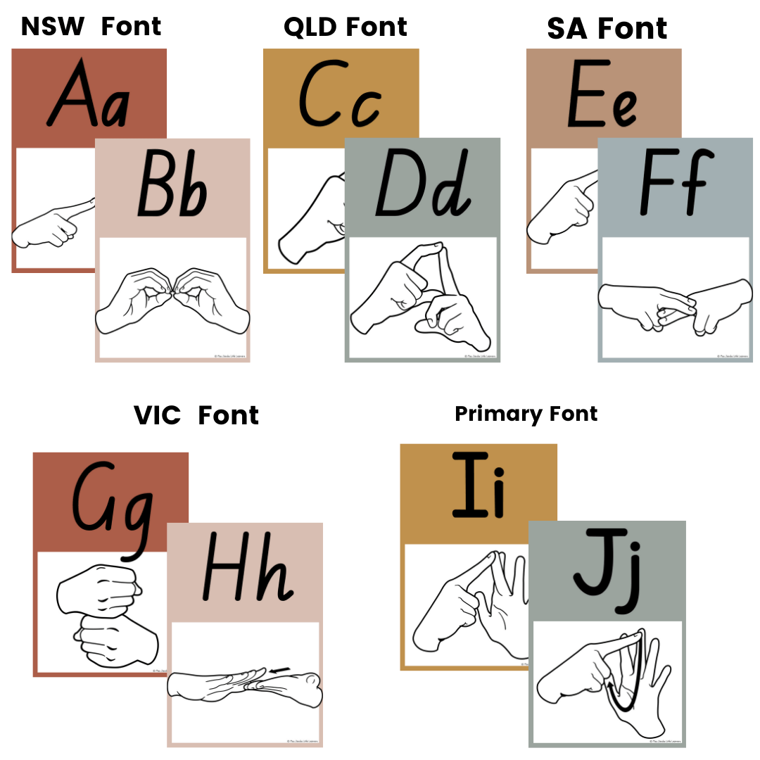 Auslan Alphabet Posters | DESERT NEUTRALS | Boho Vibes | Australian Si