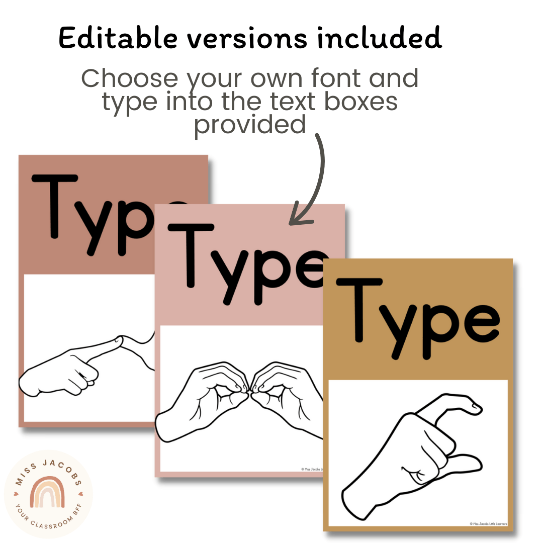 Auslan ALPHABET POSTERS | SIMPLE BOHO