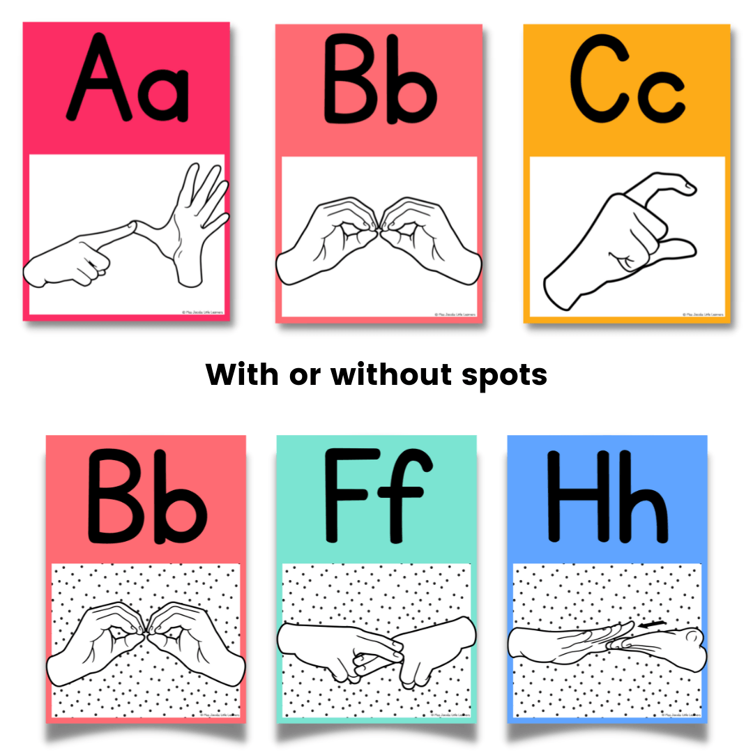 Auslan Alphabet Posters - Australian Sign Language - Spotty Bright - MJLL