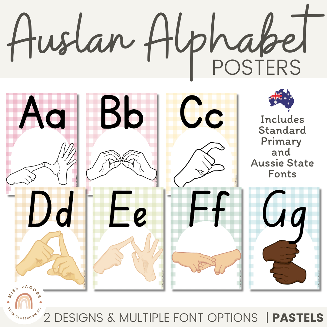 Auslan (Australian Sign Language) Alphabet Posters | Daisy Gingham Pas ...
