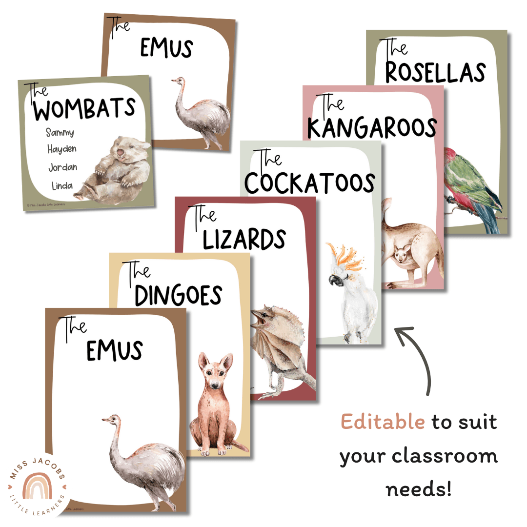 Reading Group Organizers & Labels - Australiana Theme - MJLL