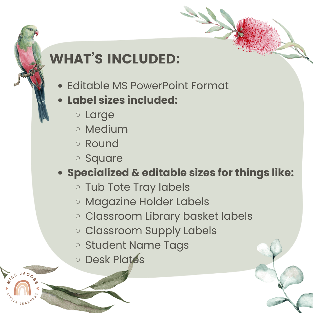 Classroom Supply and Student Name Labels | Australiana