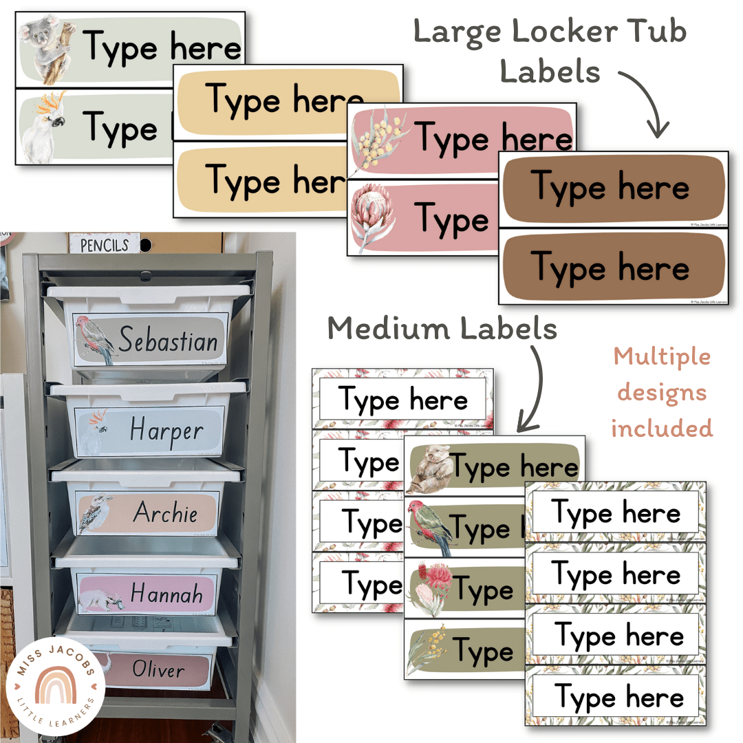 Classroom Supply and Student Name Labels | Australiana – Miss Jacobs ...