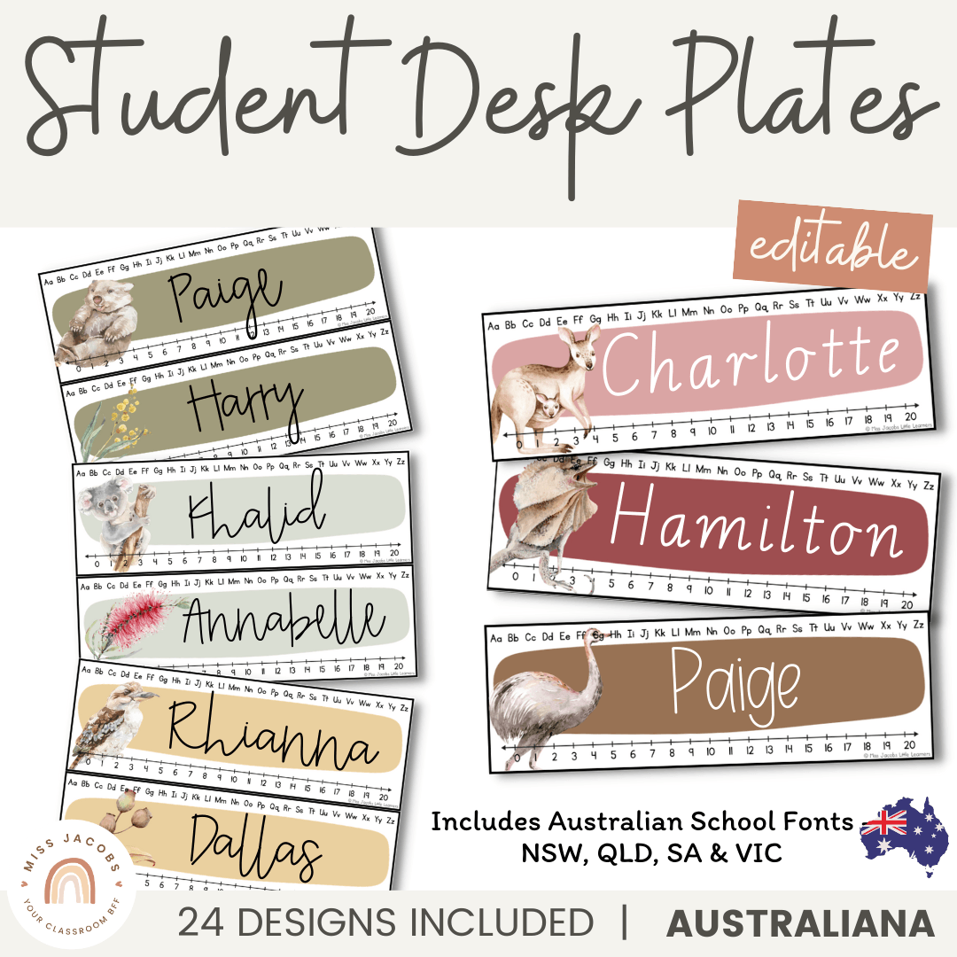 Student Desk Plates Australiana