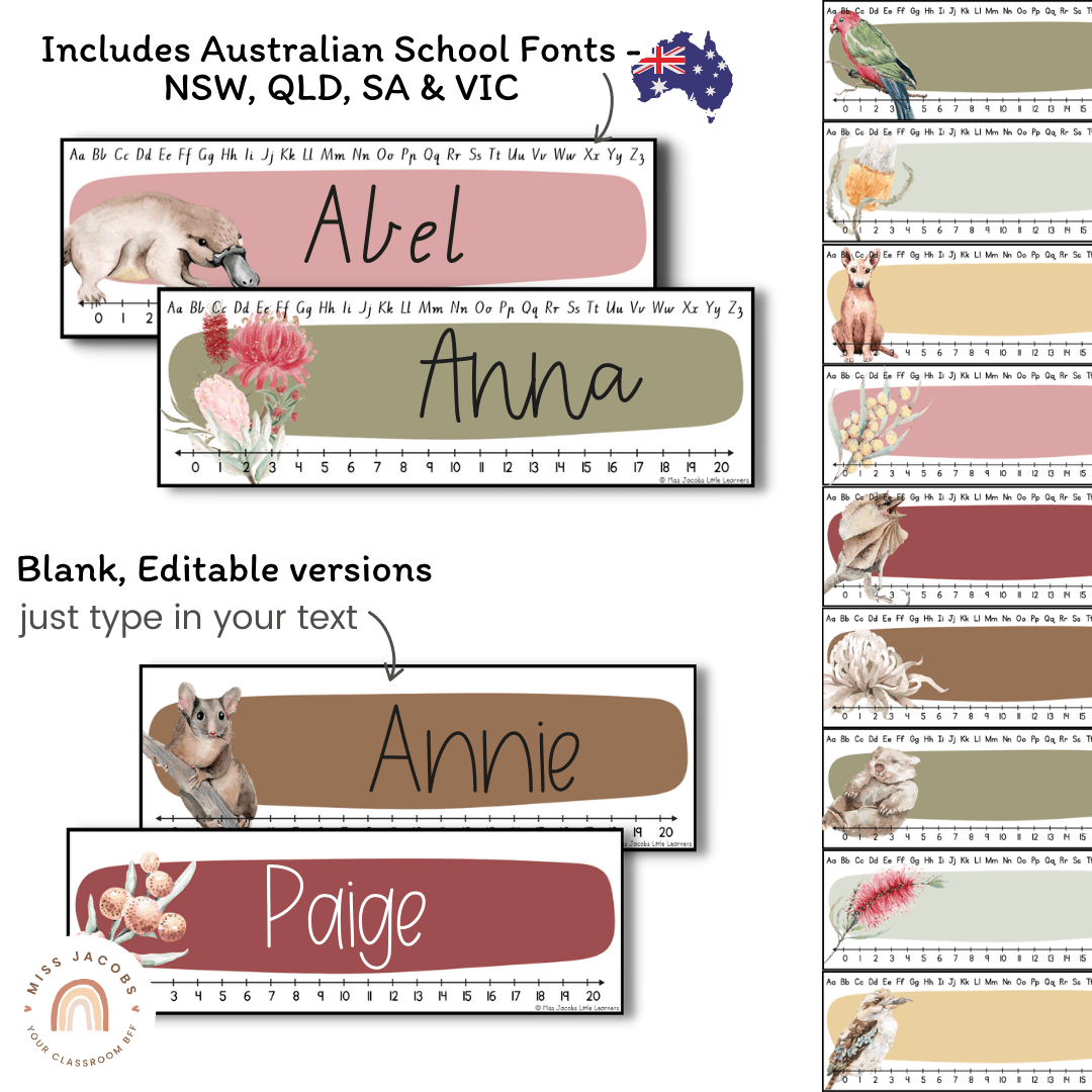 Student Desk Plates Australiana – Miss Jacobs Little Learners