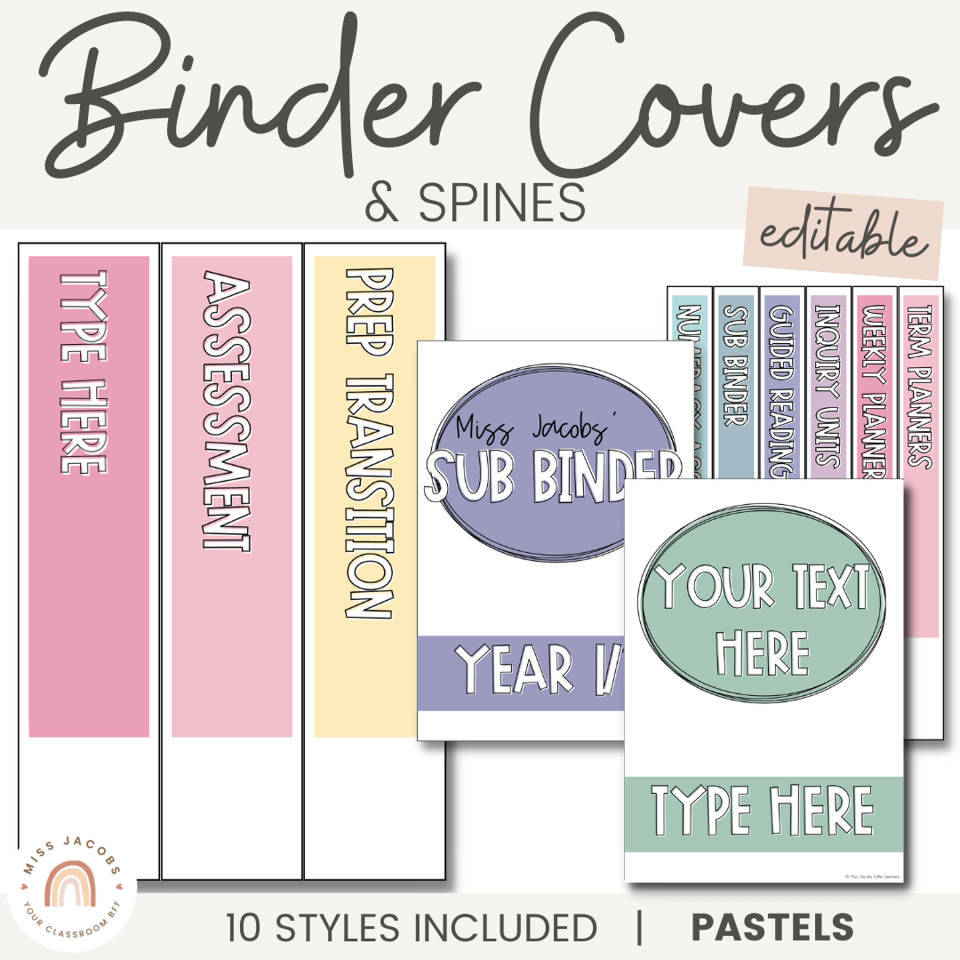 Binder Covers and Spines | Pastels - Default Title - Miss Jacobs Little ...