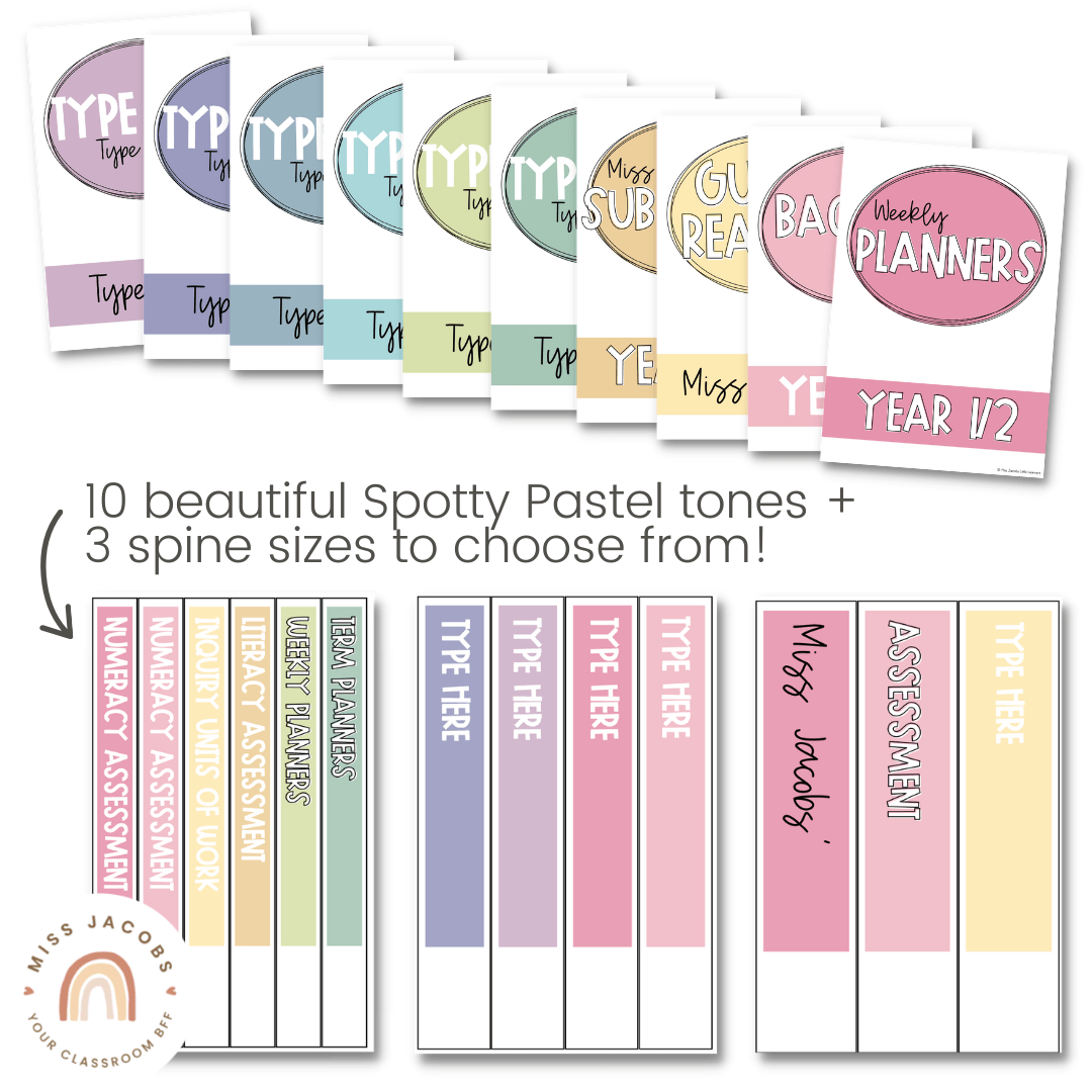 Binder Covers and Spines | Pastels - Default Title - Miss Jacobs Little ...