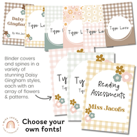 Binder Covers and Spines | Daisy Gingham Neutrals Classroom Decor | Ed ...