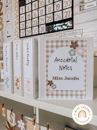 Binder Covers and Spines | Daisy Gingham Neutrals Classroom Decor | Ed ...