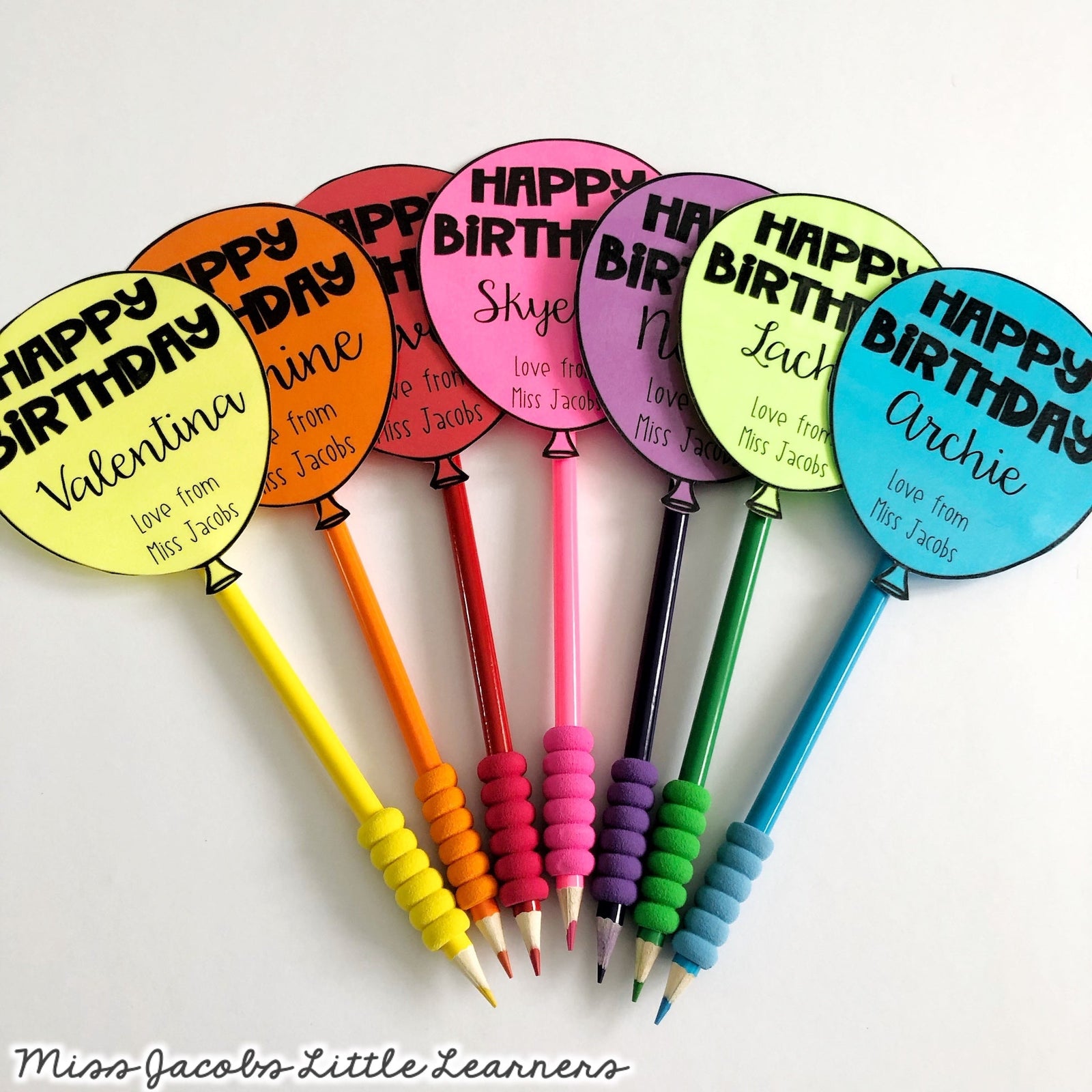 Birthday Balloon Straw Toppers | Birthday gift for students | Editable ...
