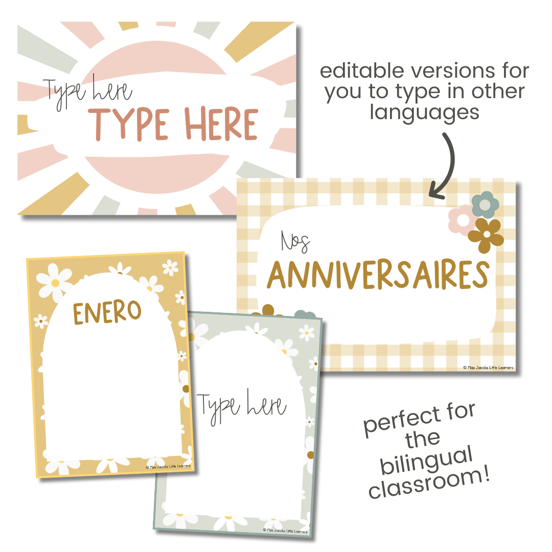 Birthday Display | Daisy Gingham Neutrals Classroom Decor - Miss Jacobs ...