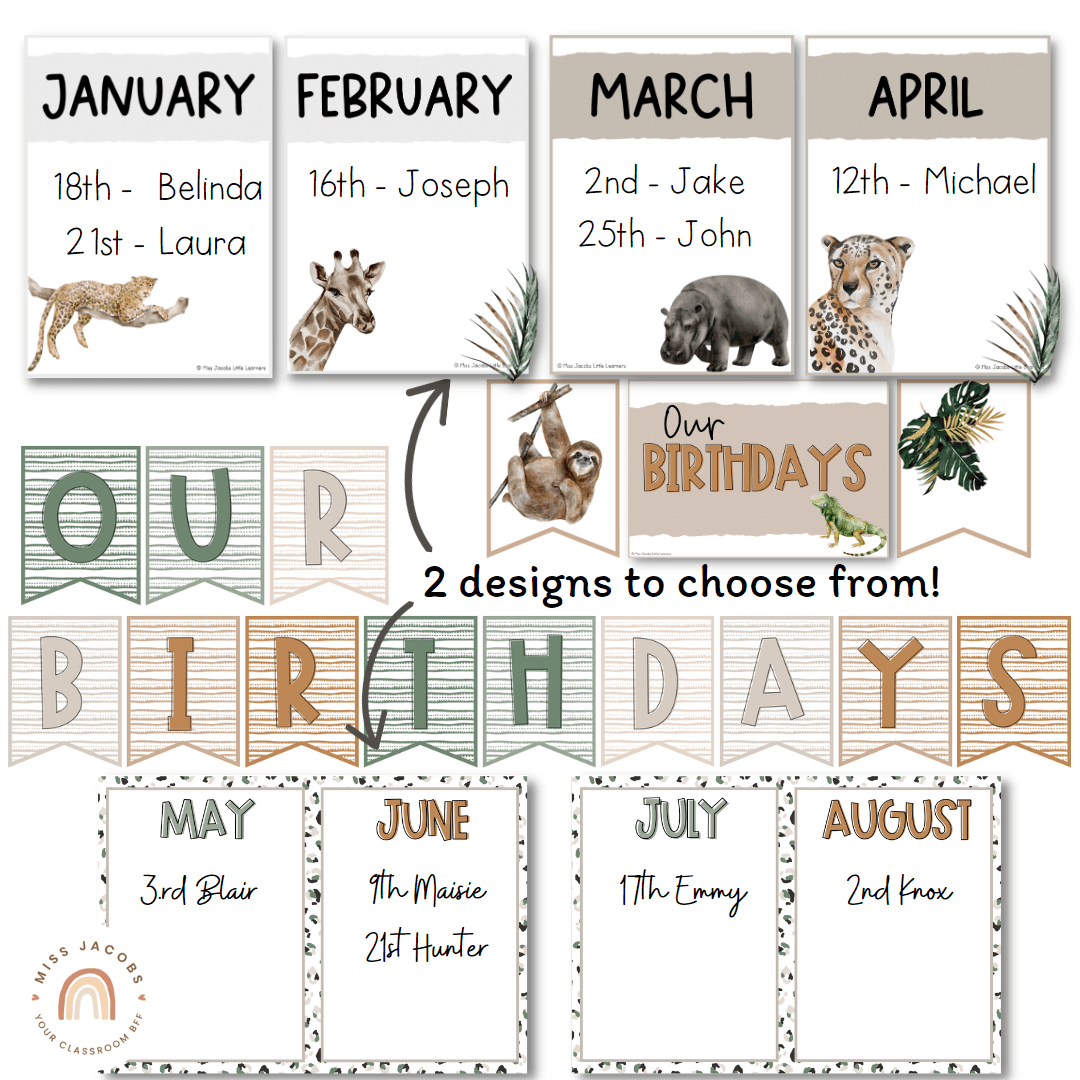 Birthday Display - Modern Jungle Classroom Decor