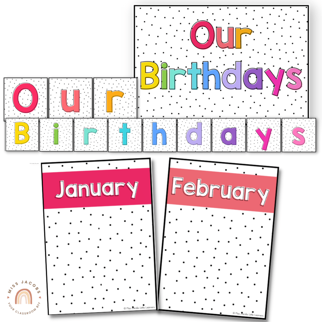 Birthday Chart - Spotty Bright Theme - Miss Jacobs