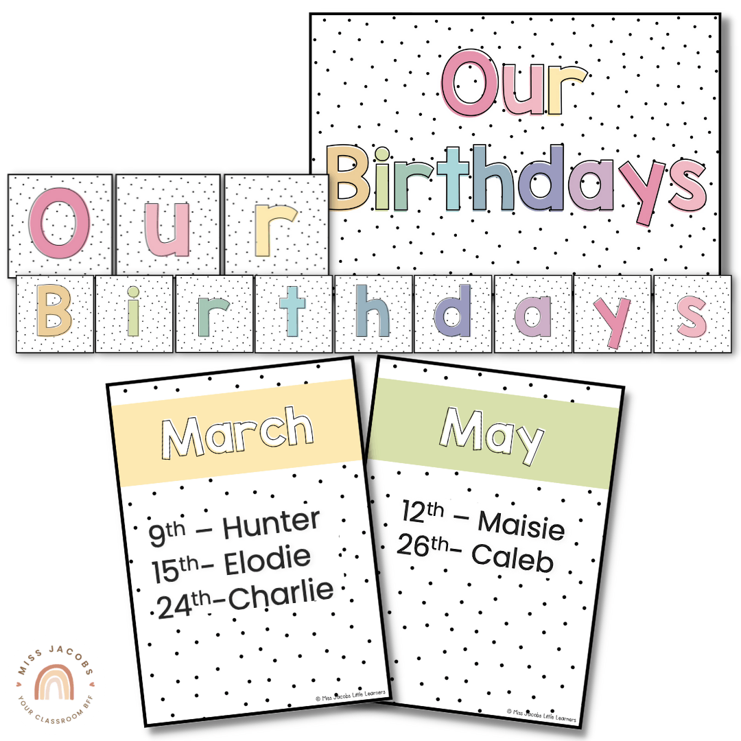 Birthday Display | Spotty Pastels - Default Title - Miss Jacobs Little ...