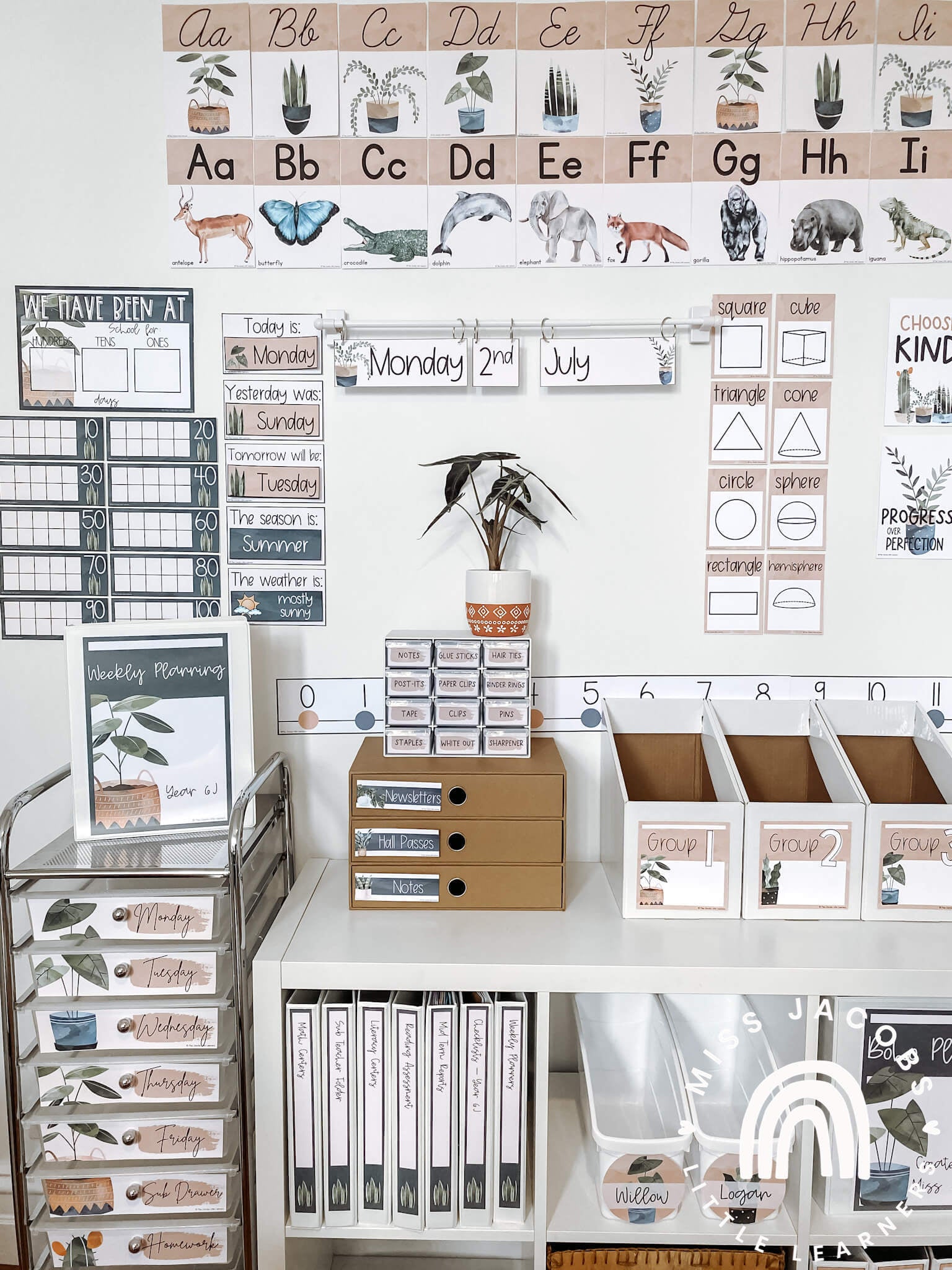 Boho Plants Classroom Decor - Rustic Boho Theme - Miss Jacobs