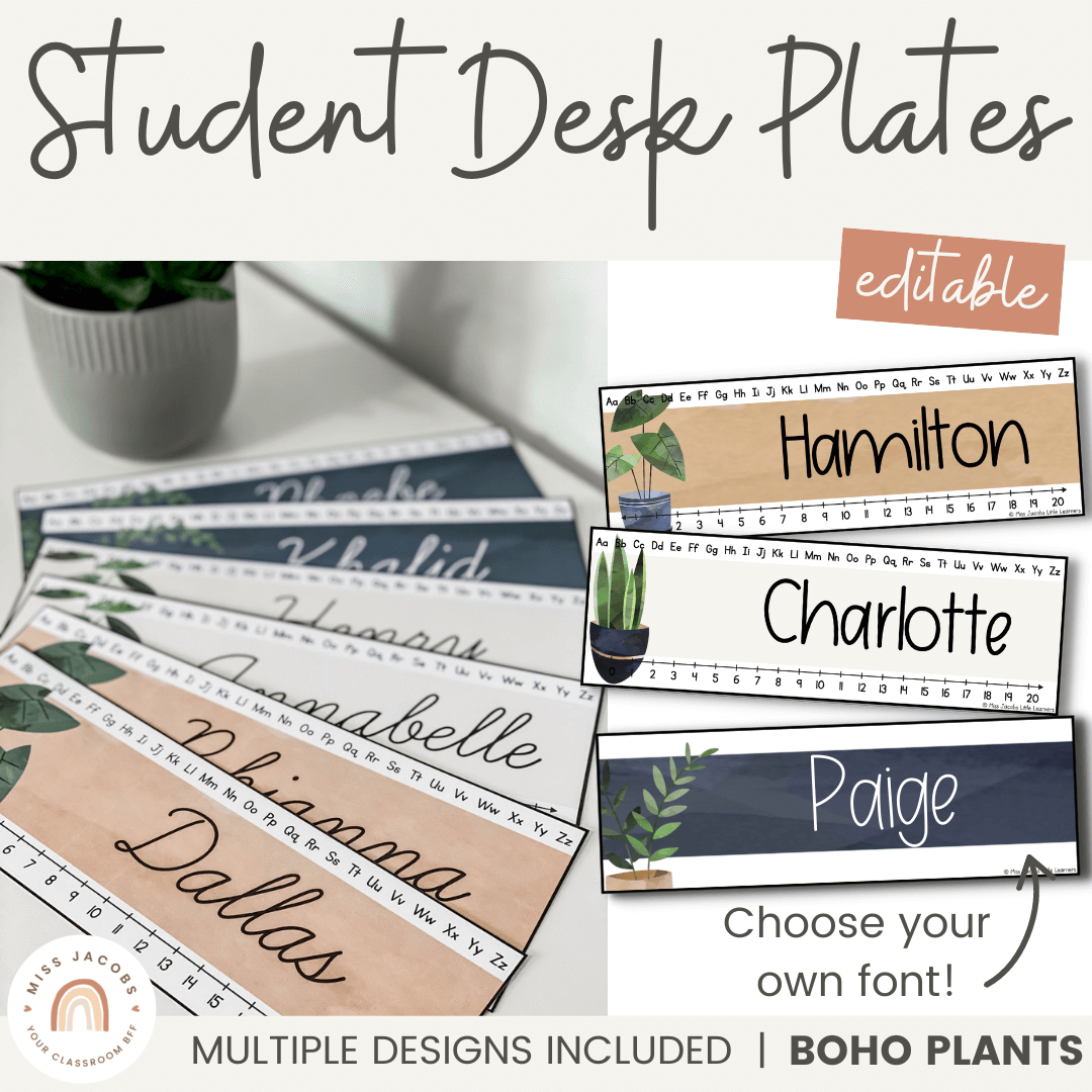 Student Desk Plates | Boho Plants