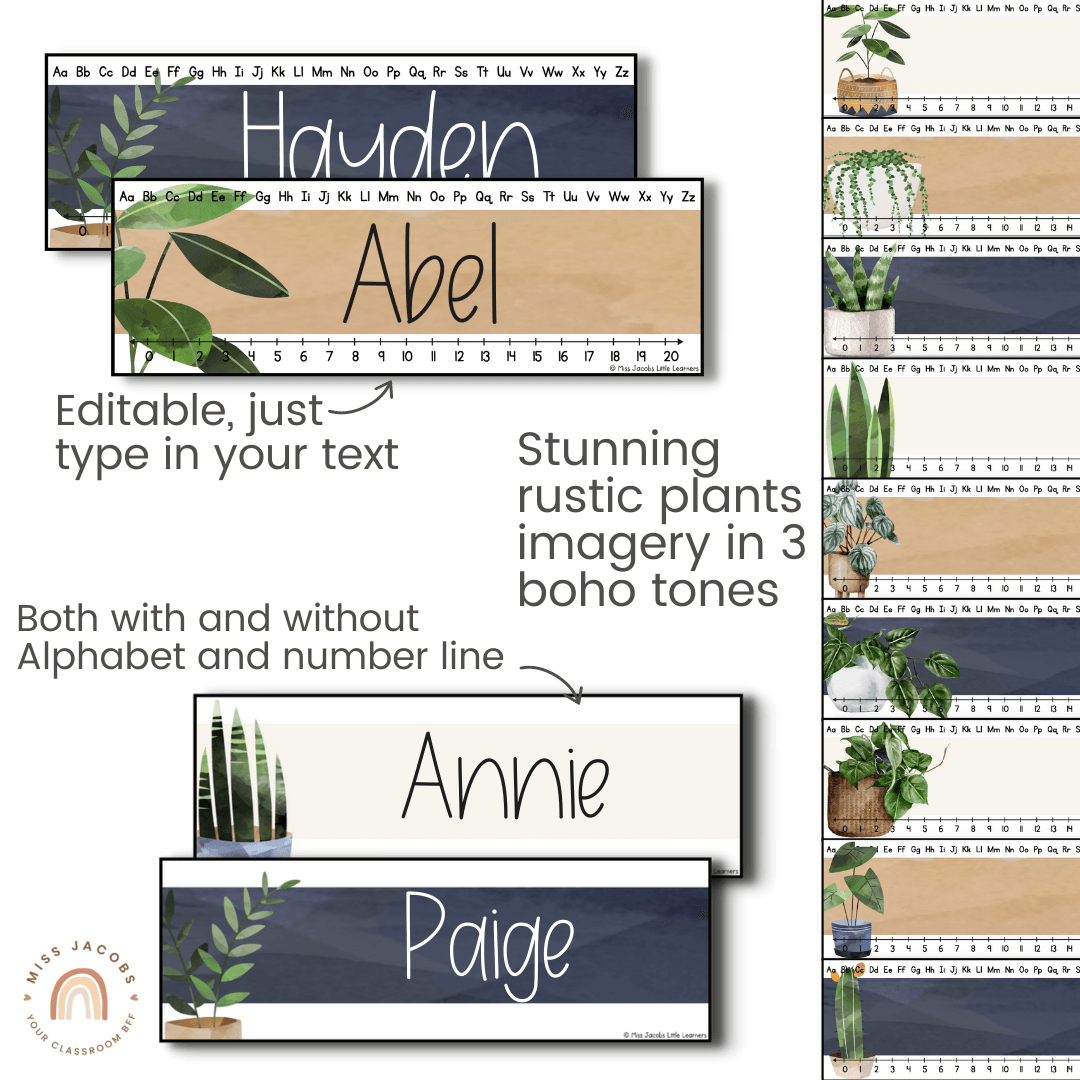 Student Desk Plates | Boho Plants – Miss Jacobs Little Learners