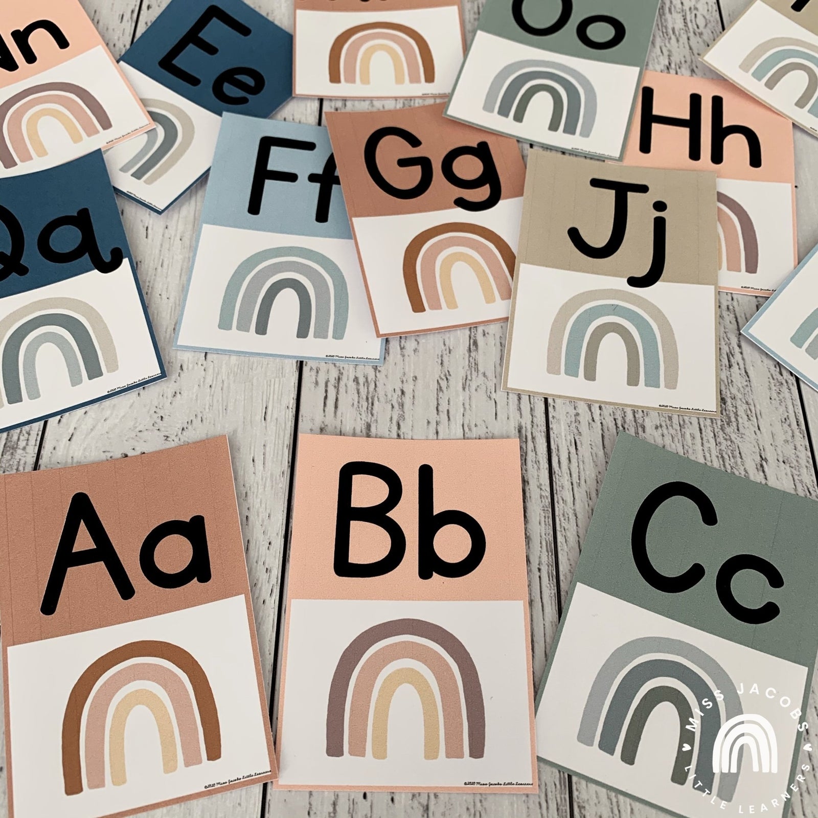 Alphabet Posters Bundle - Boho Rainbow Neutrals Theme - MJLL