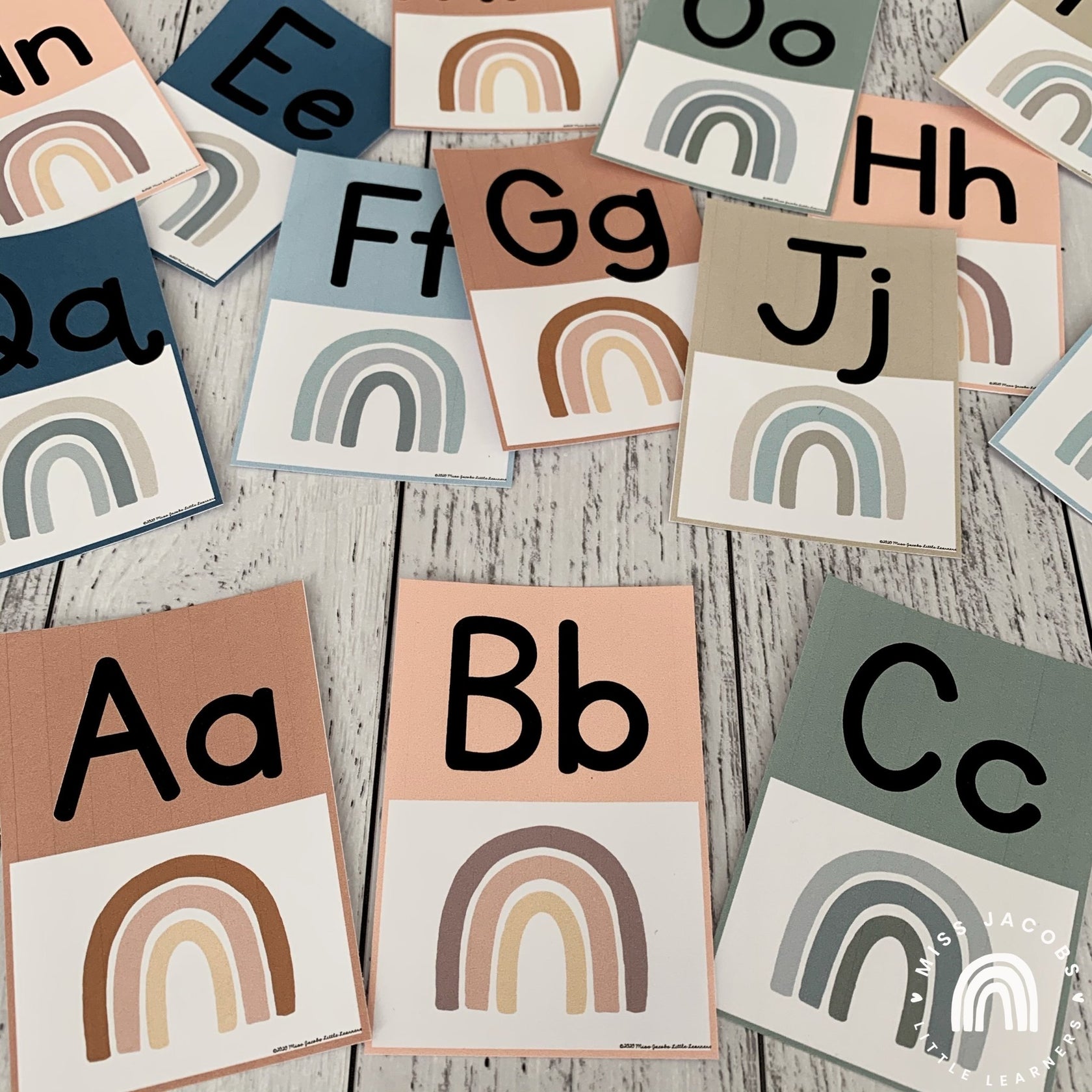 Alphabet Posters Bundle - Boho Rainbow Neutrals Theme - MJLL