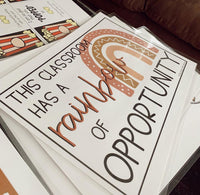 Door Display - Boho Rainbow Neutrals Classroom Theme - Miss Jacobs