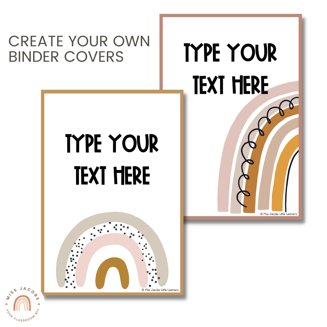 Editable Classroom Posters Templates - Boho Rainbow Theme - MJLL