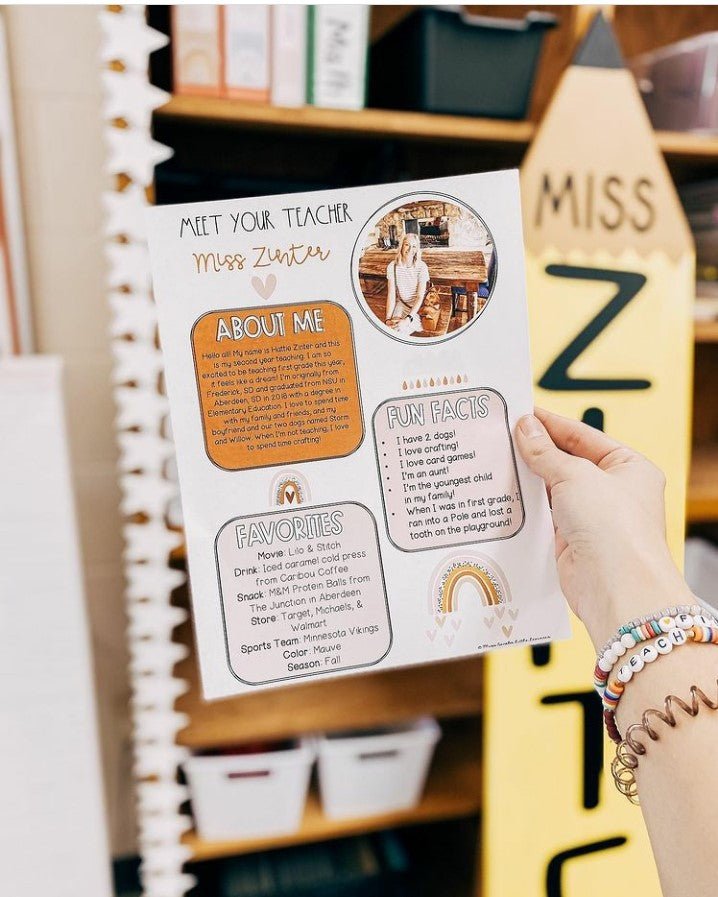 Meet the Teacher Templates - Boho Rainbow Neutrals Theme - Miss Jacobs