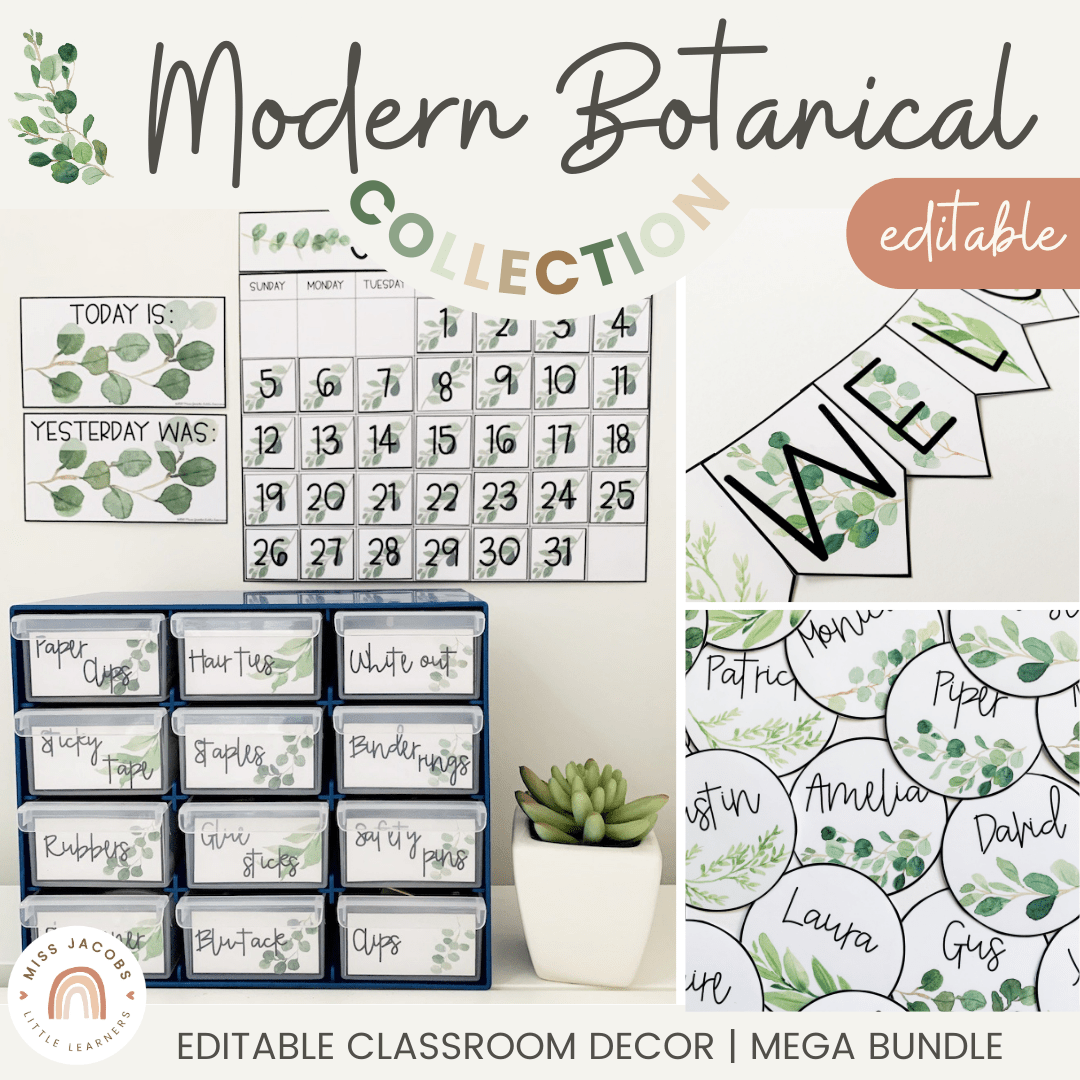 Classroom Decor Bundle | Botanical Modern Farmhouse - Miss Jacobs ...