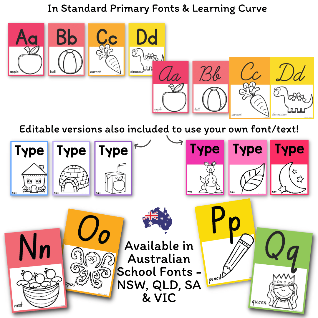 Brights Alphabet Posters Mini Bundle | Neon Rainbow Classroom Decor