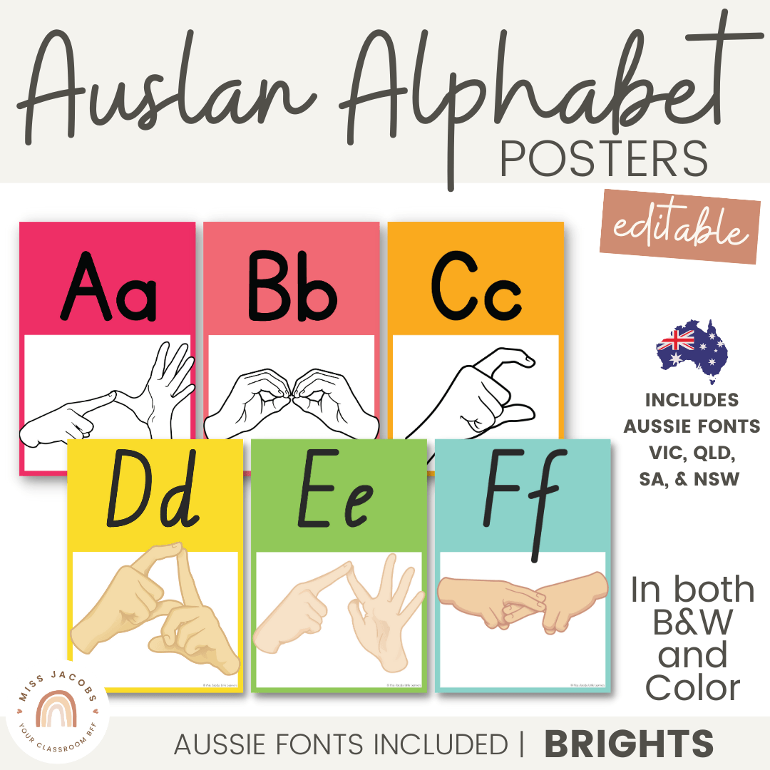 BRIGHTS AUSLAN ALPHABET POSTERS