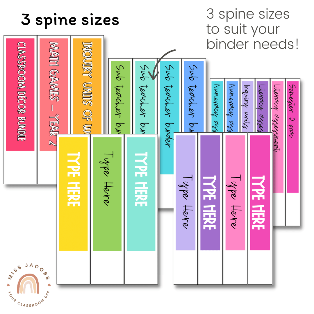 Brights Binder Covers and Spines | Simple Brights Classroom Decor | Ed ...