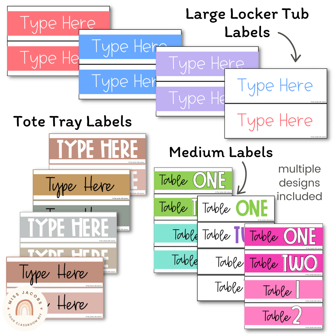 BRIGHTS Classroom Supply and Student Name Labels | Editable