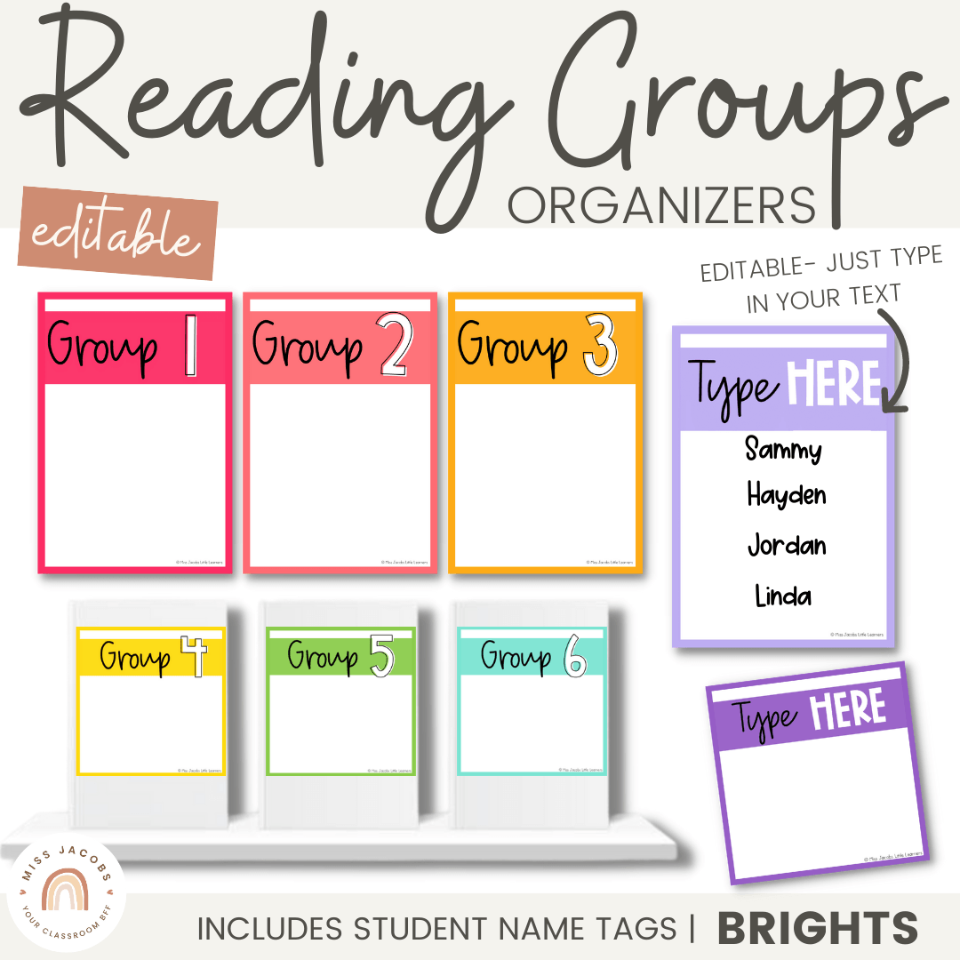 Brights Reading Groups | Editable | Brights Classroom Decor
