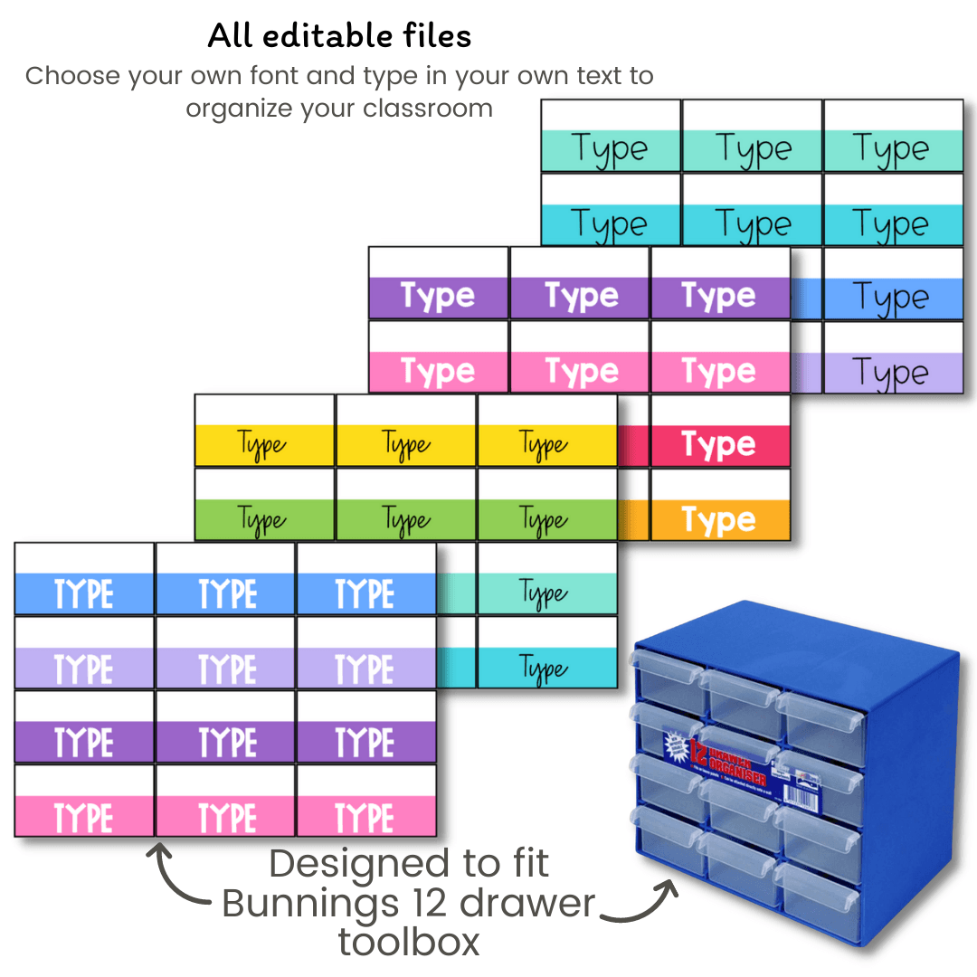 Brights Teacher Toolbox Labels | Editable Classroom Decor