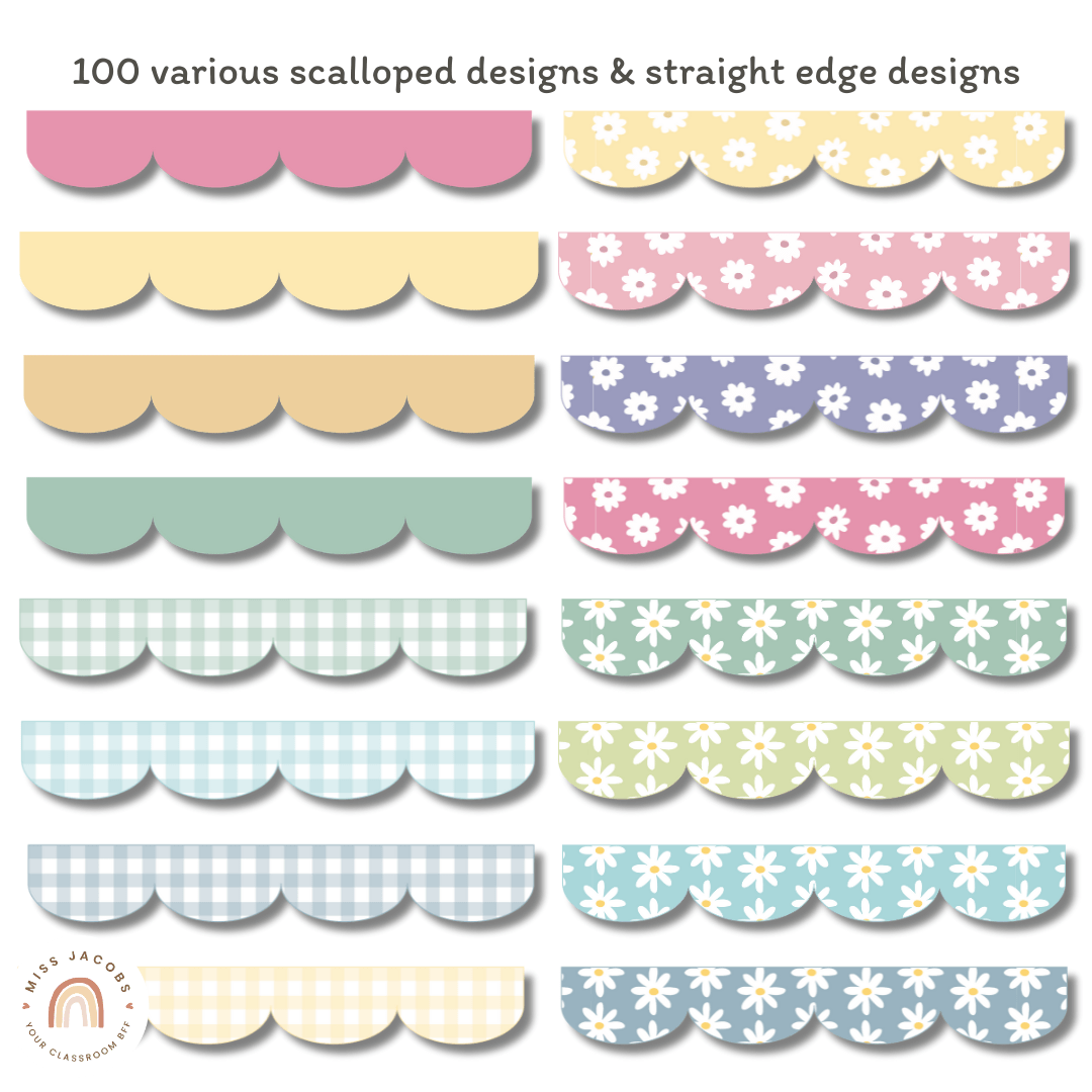 Daisy Gingham Pastels Bulletin Board Borders - Default Title - Miss ...