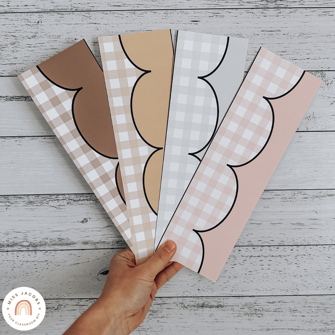 Bulletin Board Borders | Daisy Gingham Classroom Decor | Printable Sca ...