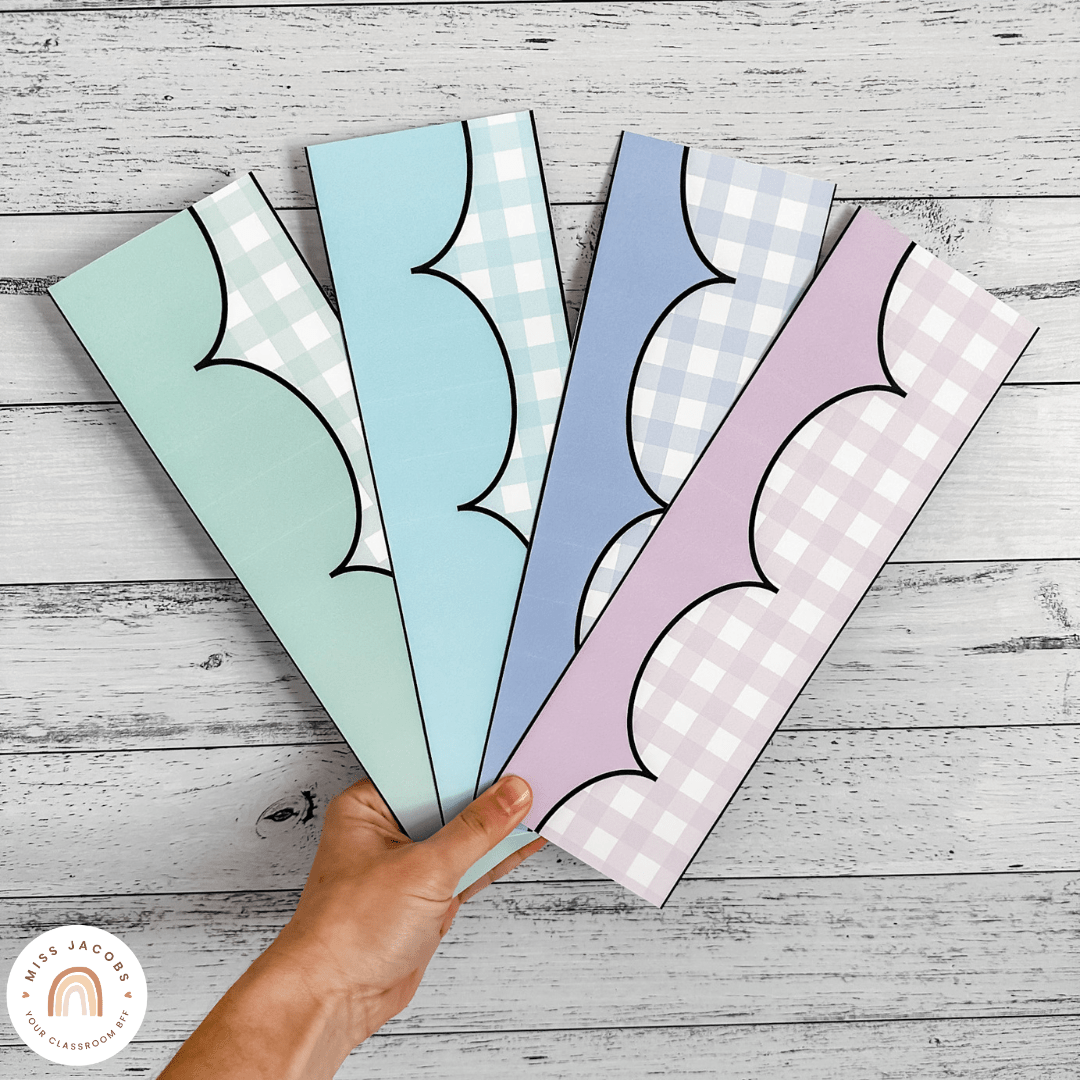 Daisy Gingham Pastels Bulletin Board Borders - Default Title - Miss ...