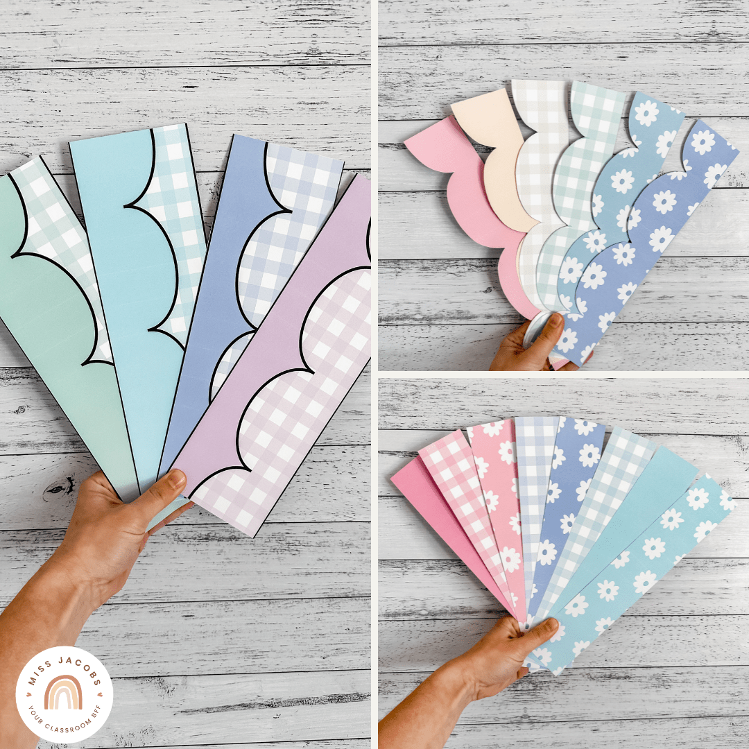 Daisy Gingham Pastels Bulletin Board Borders - Default Title - Miss ...