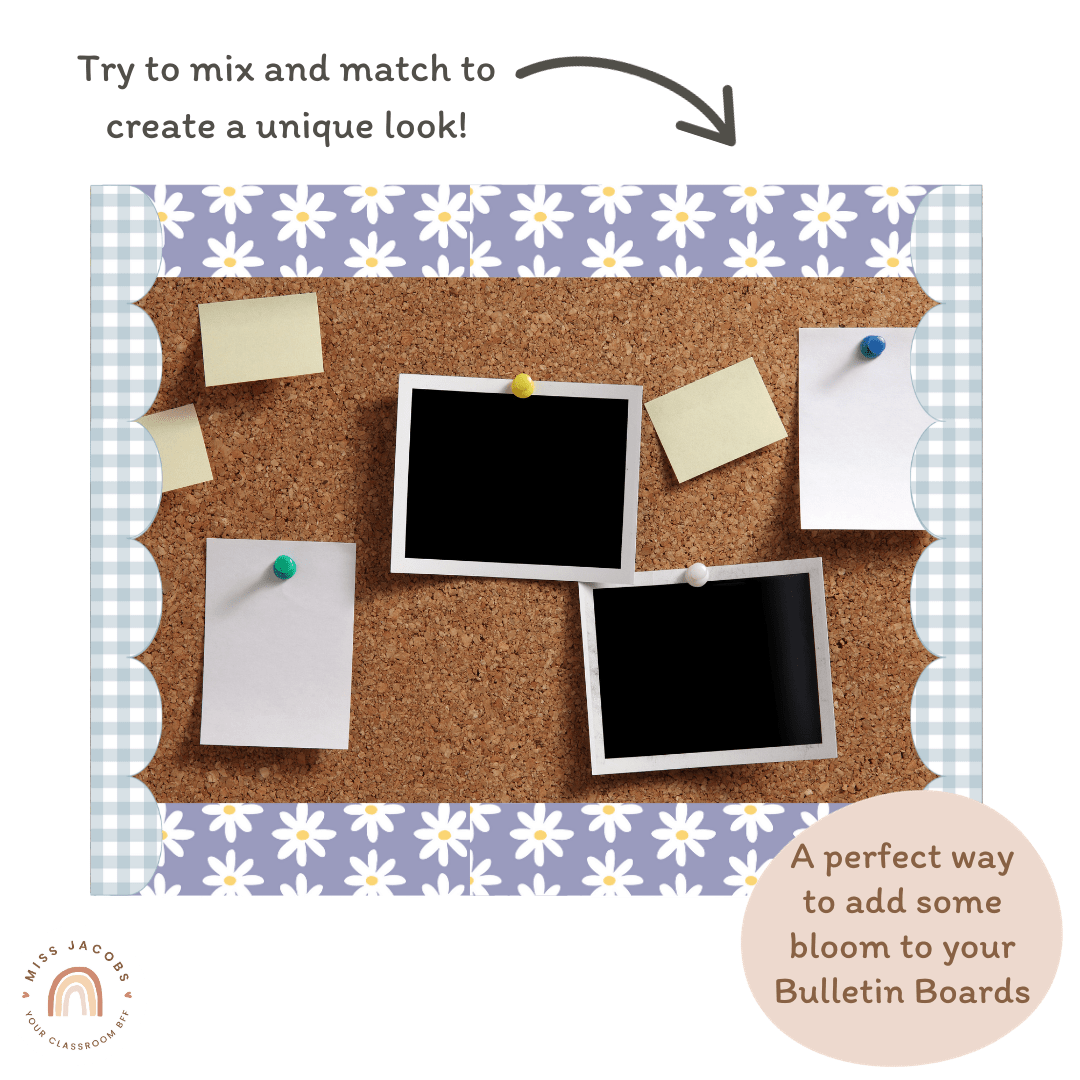 Daisy Gingham Pastels Bulletin Board Borders - Default Title - Miss ...