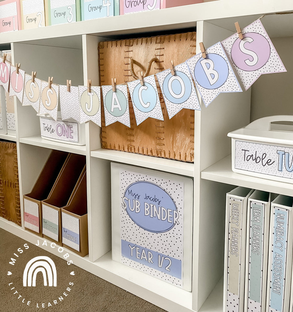 Bunting & Banners - Bulletin Board Letters - Spotty Pastel - MJLL ...