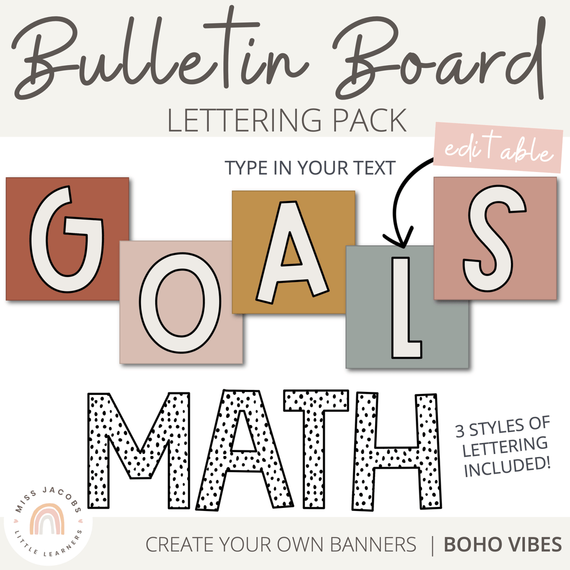 Bulletin Board Lettering Pack | Boho Vibes