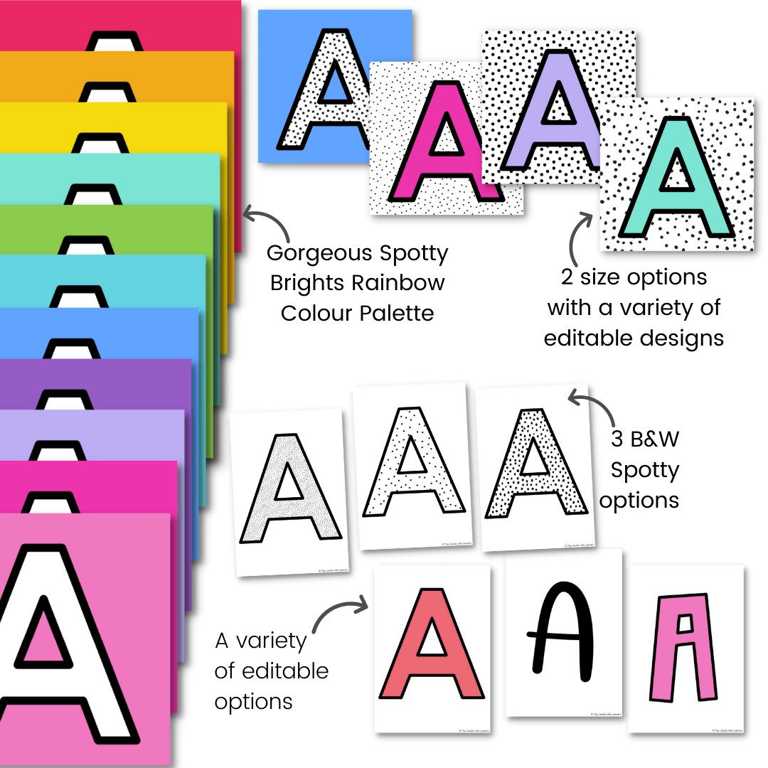 Bulletin Board Letters - Spotty Bright Classroom Theme - MJLL - Default ...