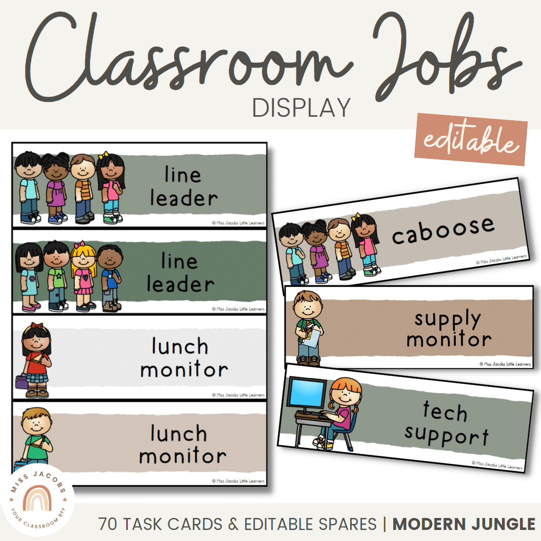 Classroom Job Chart - Modern Jungle Classroom Decor
