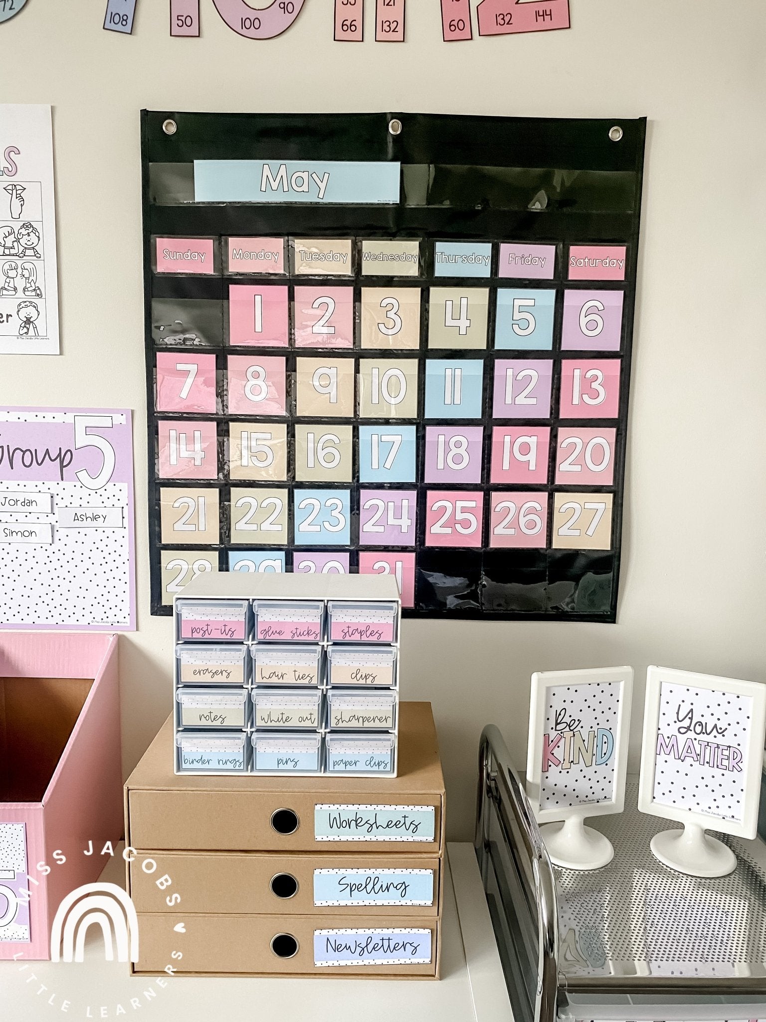Calendar & Weather Display - Spotty Pastel Classroom Decor - MJLL