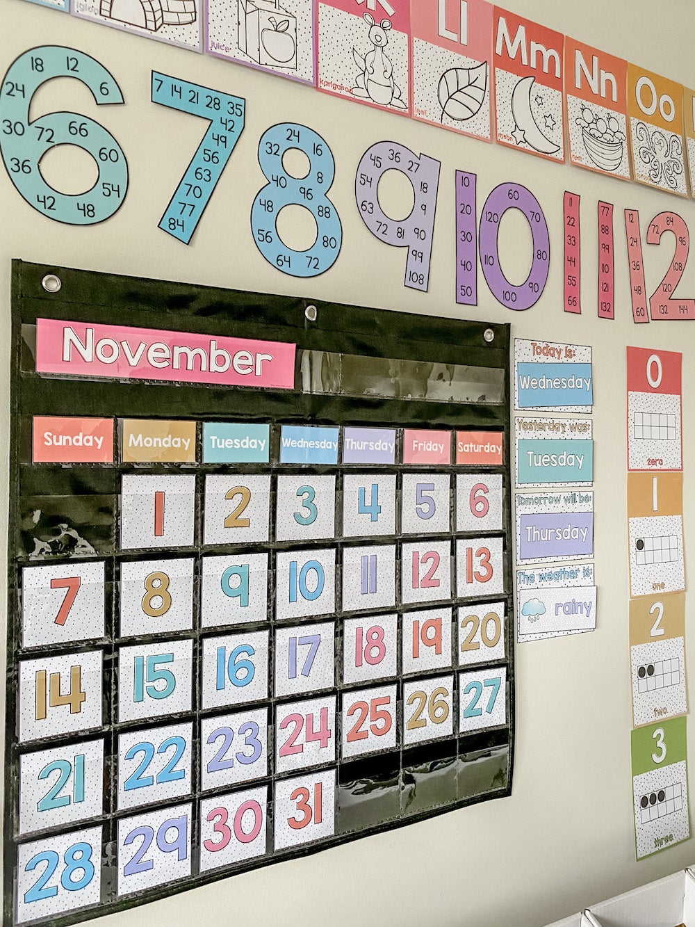 Calendar & Weather Display - Spotty Bright Theme - Miss Jacobs