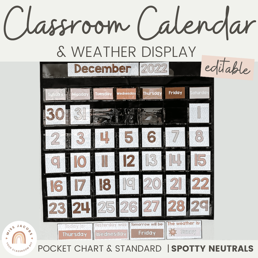 CLASSROOM CALENDAR & WEATHER DISPLAY | SPOTTY NEUTRALS