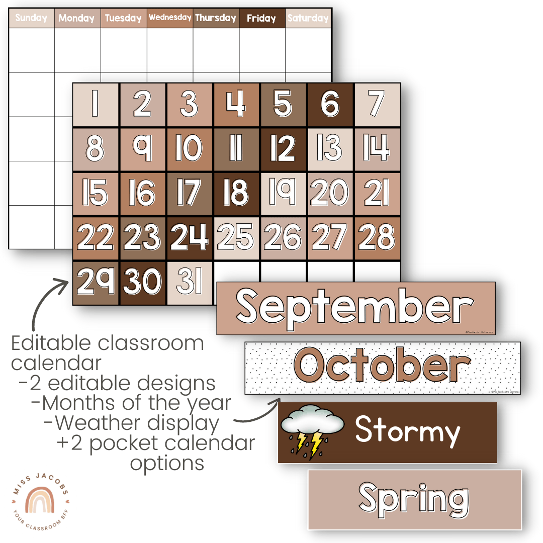 CLASSROOM CALENDAR & WEATHER DISPLAY | SPOTTY NEUTRALS